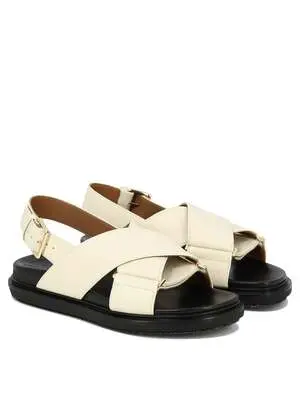 Marni Fussbett Smooth Leather Sandals - White