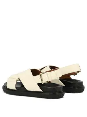 Marni Fussbett Smooth Leather Sandals - White