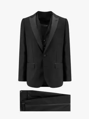 Dolce & Gabbana Virgin Wool Blend Tuxedo With Gilet And Satin Profiles - Black