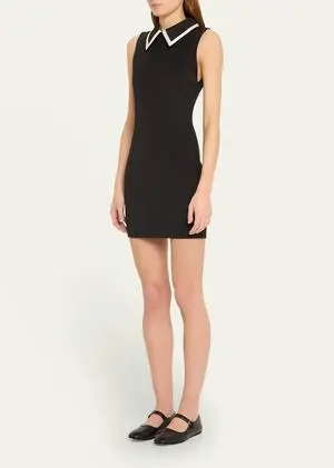 Alice + Olivia Wynell Collared Mini Dress - Black/off White