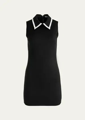 Alice + Olivia Wynell Collared Mini Dress - Black/off White