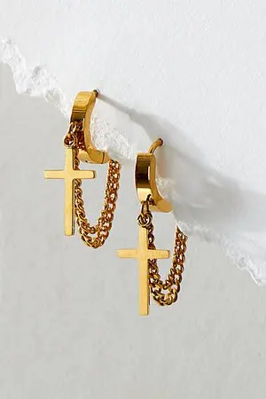 Cross Chain Earrings