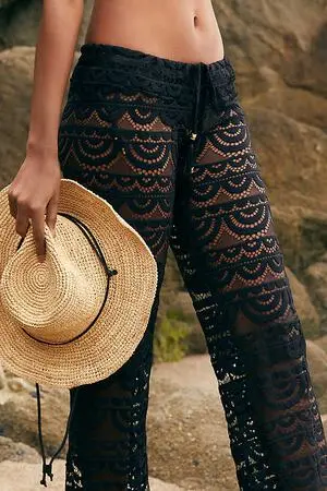 PQ SWIM Malibu Sheer Lace Pants - Black