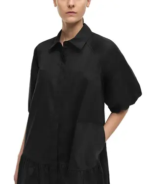 Simkhai Crissy Cotton Poplin Mini Dress - Black