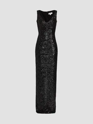 Michael Kors Sleeveless Sequined Gown - Black