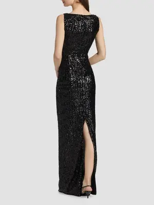 Michael Kors Sleeveless Sequined Gown - Black