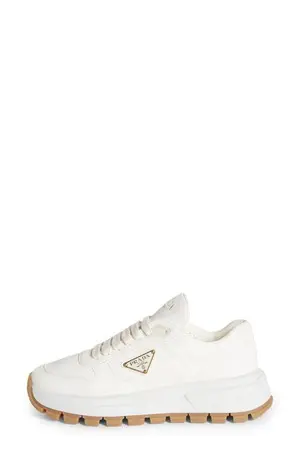 Prada Triangle Logo Lace-up Sneakers - Ivory