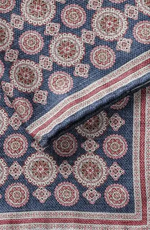 JACK VICTOR Selby Reversible Silk Pocket Square - Navy