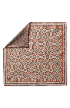 JACK VICTOR Selby Reversible Silk Pocket Square Orange