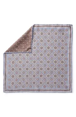 JACK VICTOR Selby Reversible Silk Pocket Square - Sky Blue