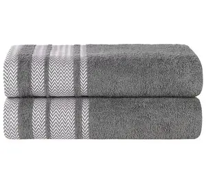 SUPERIOR Zero Twist Cotton Dobby Border Soft 2- Pc Bath Sheets