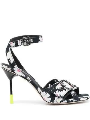 MSGM 105mm Floral-print Sandals - Black