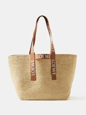 Loewe Loewe - Fold Logo-strap Raffia Tote Bag - Womens - Beige - ONE SIZE - Beige