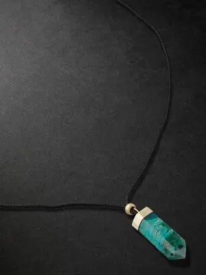 Jacquie Aiche Gold, Amazonite And Cord Pendant Necklace - Blue