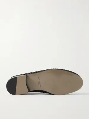 Manolo Blahnik Padstow Collapsible-heel Raffia Loafers - Black