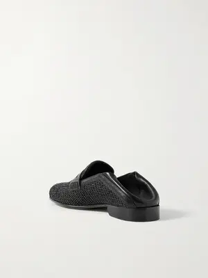 Manolo Blahnik Padstow Collapsible-heel Raffia Loafers - Black