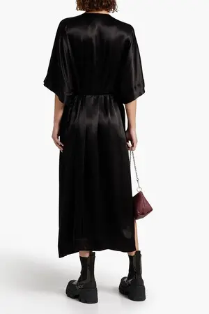 GANNI Printed Satin Midi Dress