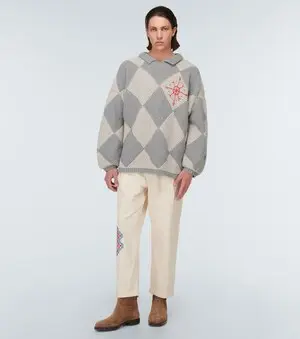 ADISH Embroidered Straight Cotton Pants