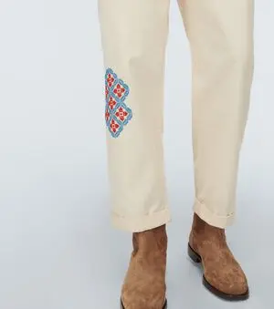 ADISH Embroidered Straight Cotton Pants