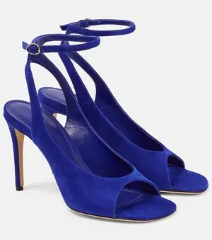 Victoria Beckham Suede Slingback Sandals - Blue