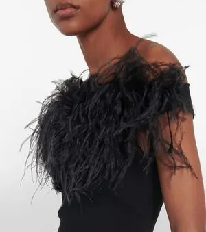 Giuseppe Di Morabito Feather-trimmed Off-shoulder Mini Dress