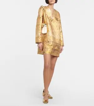 GIANVITO ROSSI Mary Ribbon Metallic Leather Pumps
