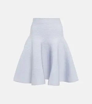 Alaïa Ribbed-knit Miniskirt - Blue