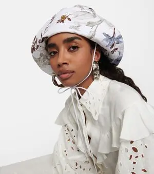 Erdem Floral Linen-blend Bucket Hat