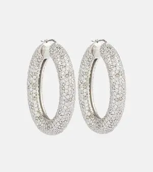 JIL SANDER Crystal-embellished Hoop Earrings - Silver