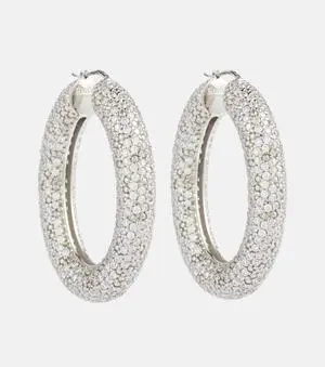 JIL SANDER Crystal-embellished Hoop Earrings - Silver