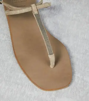 Brunello Cucinelli Embellished Suede Thong Sandals