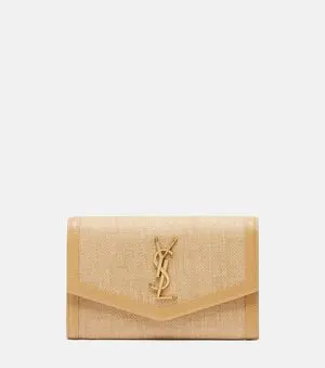 Saint Laurent Uptown Raffia Shoulder Bag Neutrals