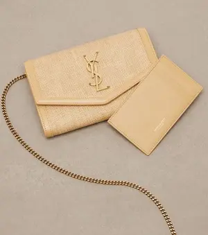 Saint Laurent Uptown Raffia Shoulder Bag