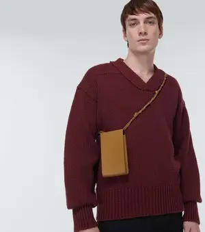 JIL SANDER Embossed Leather Phone Pouch - Orange
