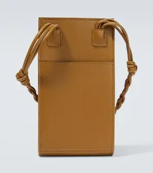 JIL SANDER Embossed Leather Phone Pouch - Orange