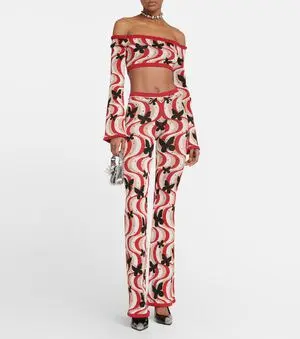 Alessandra Rich Printed Bandeau Cropped Top