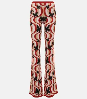 Alessandra Rich Printed High-rise Flare Pants