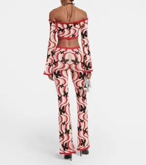 Alessandra Rich Printed High-rise Flare Pants