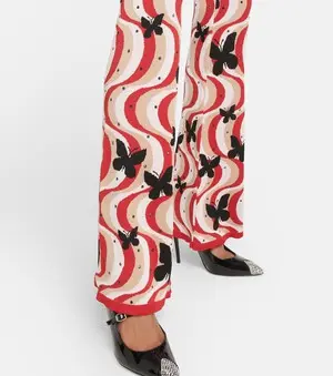 Alessandra Rich Printed High-rise Flare Pants