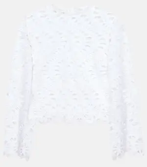 Giambattista Valli Broderie Anglaise Cotton Top - White