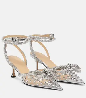 Mach & Mach Double Bow Embellished Pumps - Silver