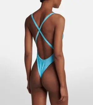 Alessandra Rich Embellished Cutout One-piece Swimsuit