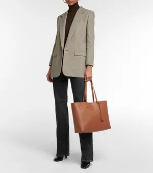 Saint Laurent Shopping E/w Leather Tote Bag - Brown
