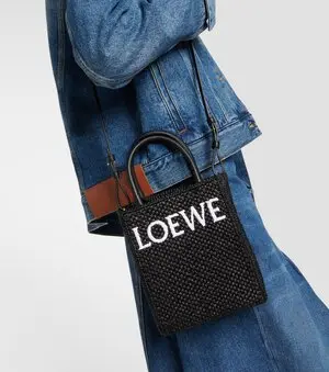 Loewe Standard A5 Leather-trimmed Raffia Tote Bag