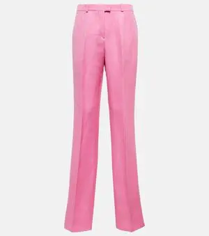 Etro Linen And Silk Straight-leg Pants