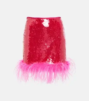 Giuseppe Di Morabito Sequined Feather-trimmed Mini Skirt - Pink
