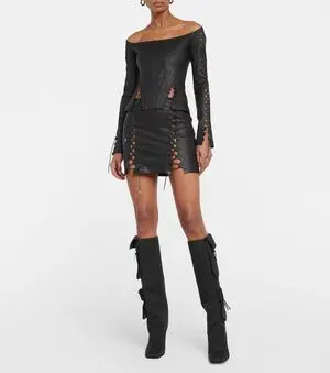 DION LEE Hinge-seam Leather Mini Skirt