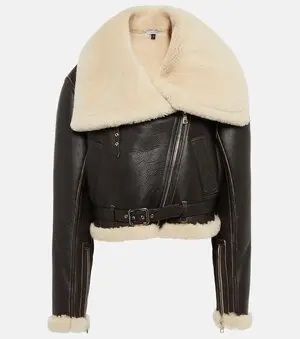 LAQUAN SMITH Shearling-trimmed Leather Jacket