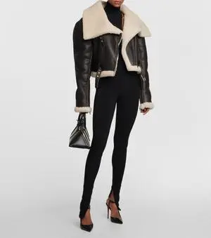 LAQUAN SMITH Shearling-trimmed Leather Jacket