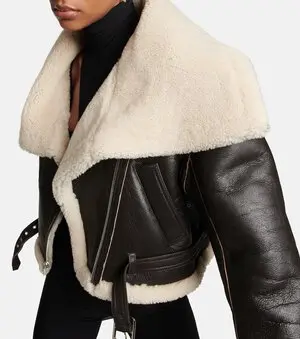 LAQUAN SMITH Shearling-trimmed Leather Jacket